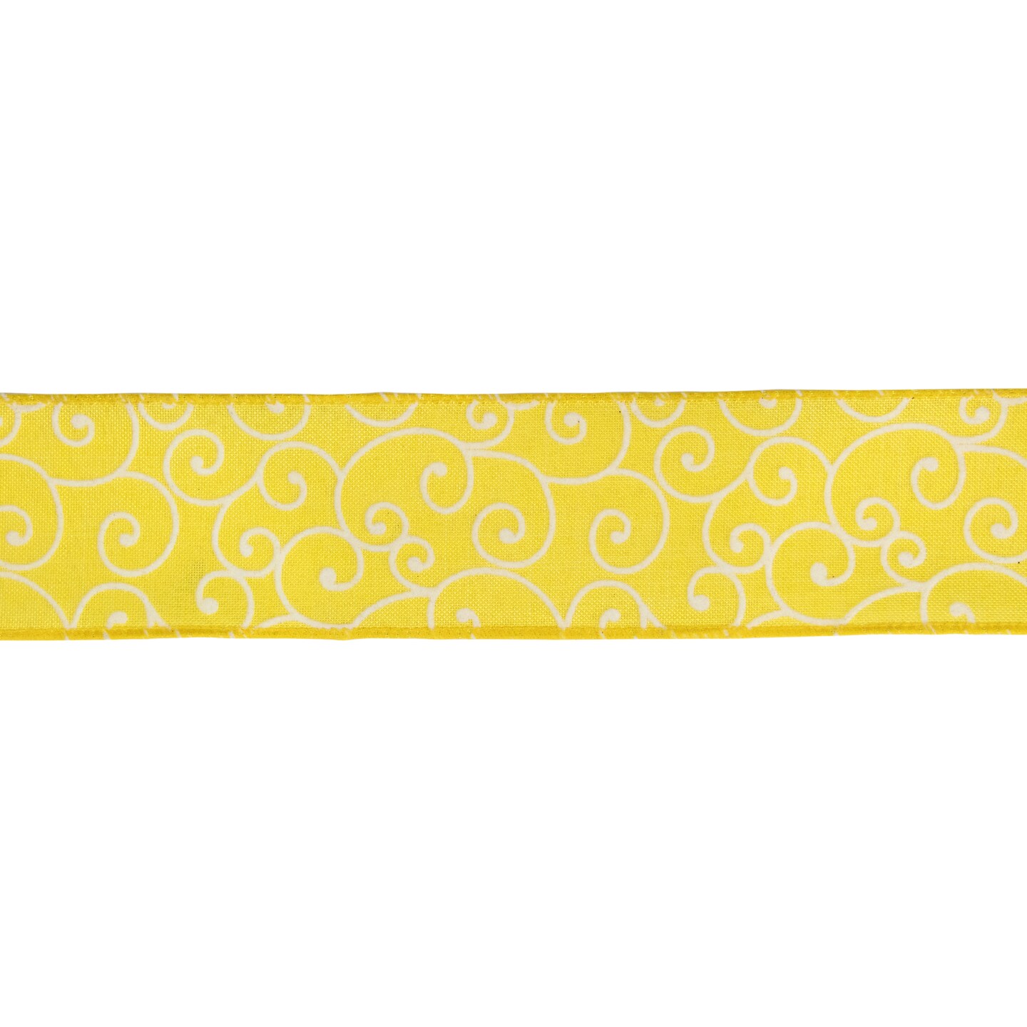 Northlight Yellow White Swirl Design Wired Craft Ribbon 7/8" x 10 Yards ...