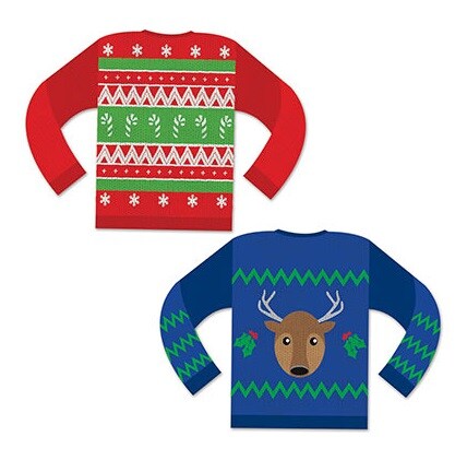 Beistle Club Pack of 24 Ugly Sweater Cutouts Christmas Decorations 14. ...