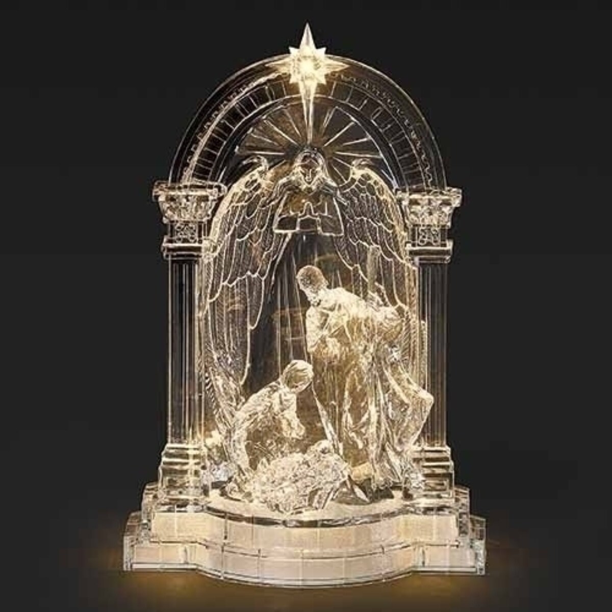 Roman 9.25" LED Lighted Holy Family with Angel Christmas Tabletop ...