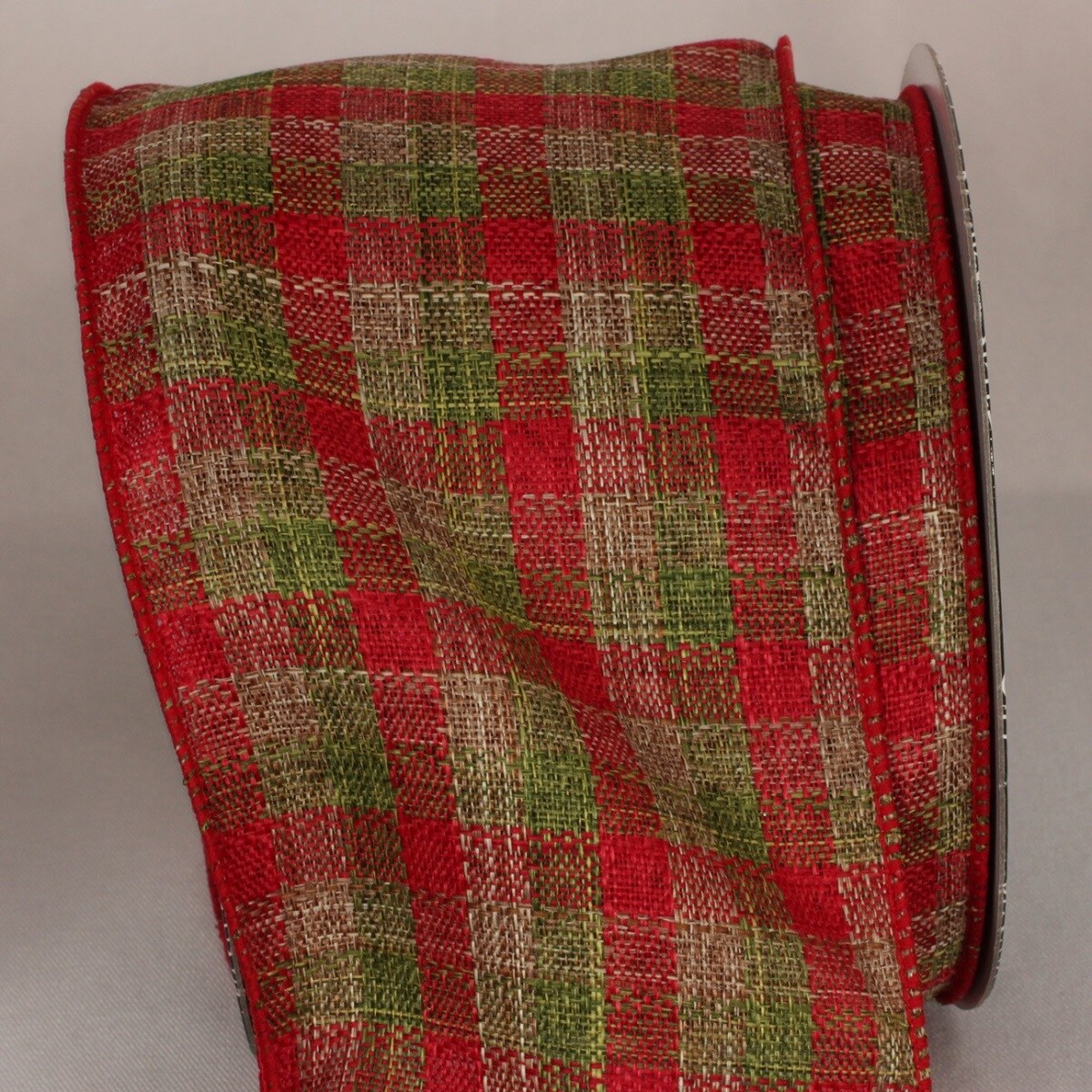 The Ribbon People Cherry Red and Green and Plaid Wired Craft Ribbon 4 ...