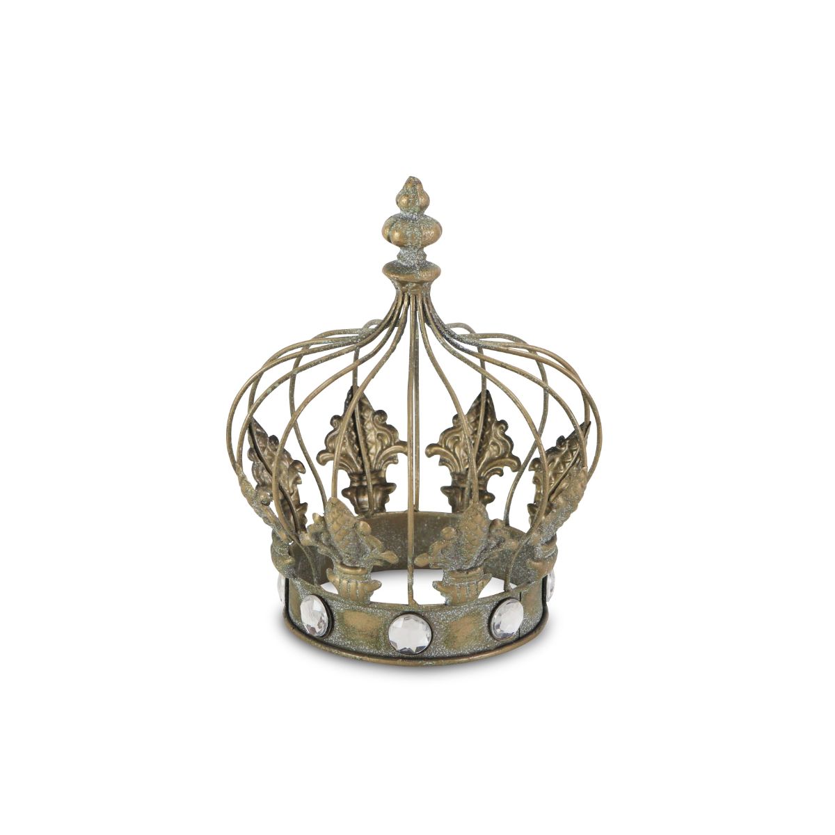 Contemporary Home Living 9" Bronze and White Jeweled Rustic Crown ...