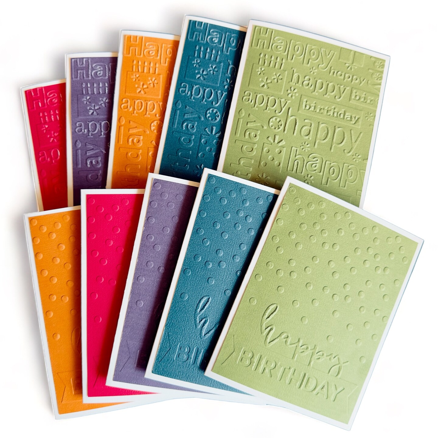 Handmade embossed birthday card set, Birthday greeting card assortment ...