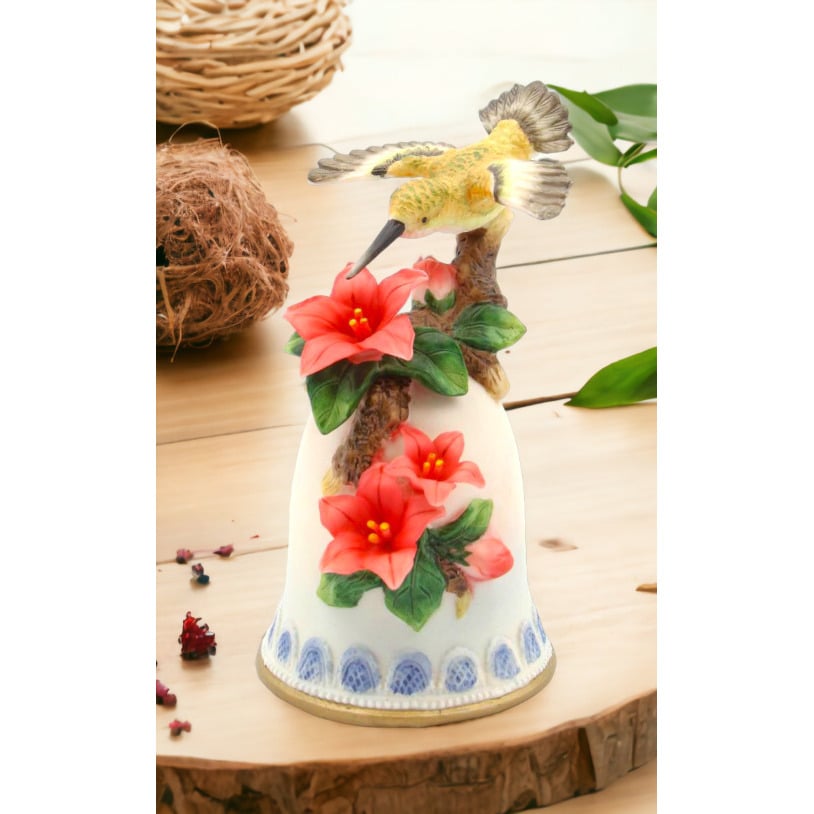 Ceramic Hummingbird With Azalea Flower Bell 5In Vintage | Michaels