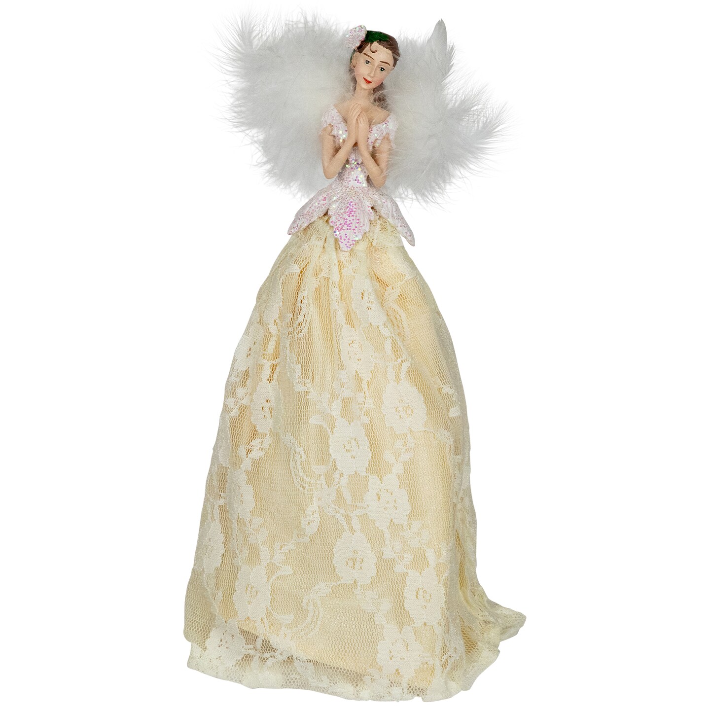 Northlight 10" Champagne and White Angel Christmas Tree Topper, Unlit ...