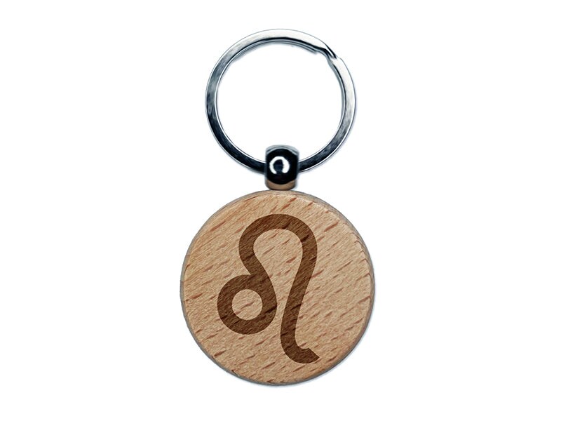 Leo Horoscope Astrological Zodiac Sign Engraved Wood Round Keychain Tag ...