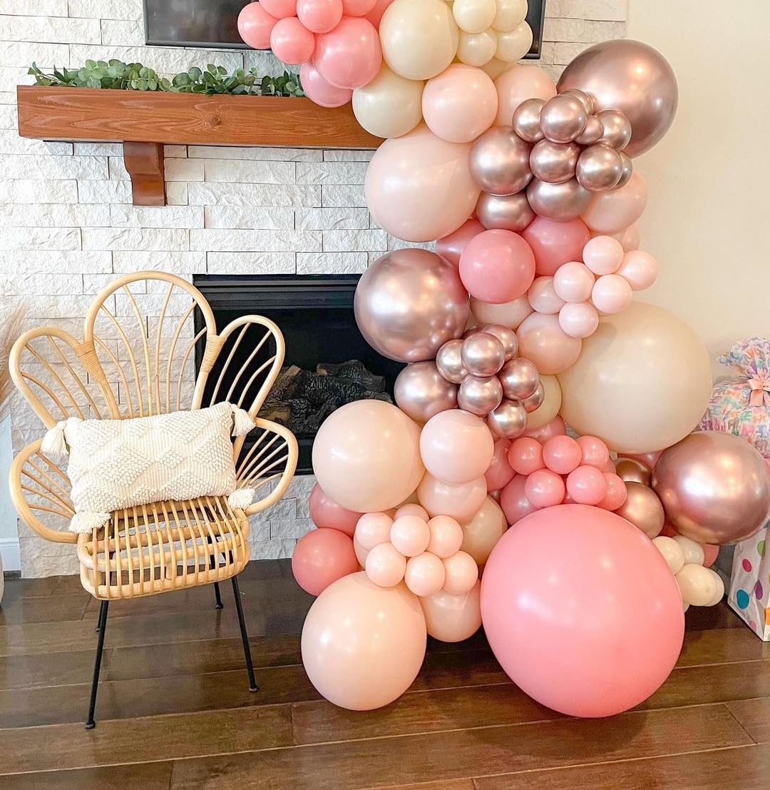 60 Pieces Retro Blush Pink Party Balloons, 12Inch Dusty Pink Metallic ...