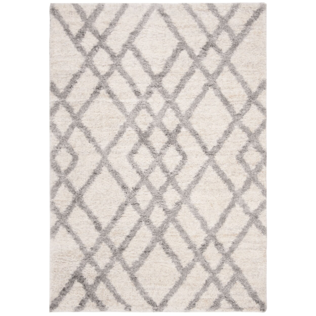 Safavieh Berber Shag Collection Ber214A Cream / Grey Rug Transitional ...
