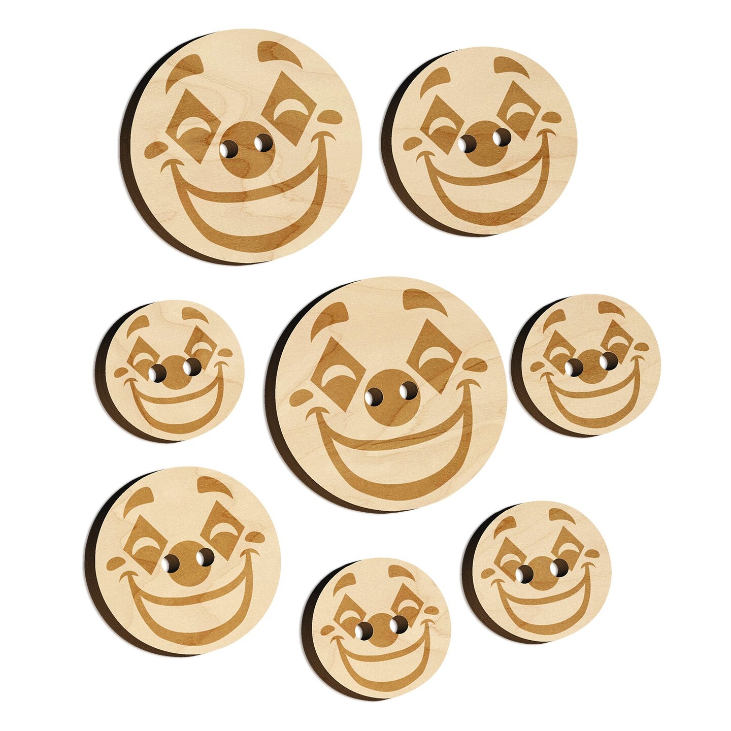 Happy Clown Face Wood Buttons for Sewing Knitting Crochet DIY Craft ...