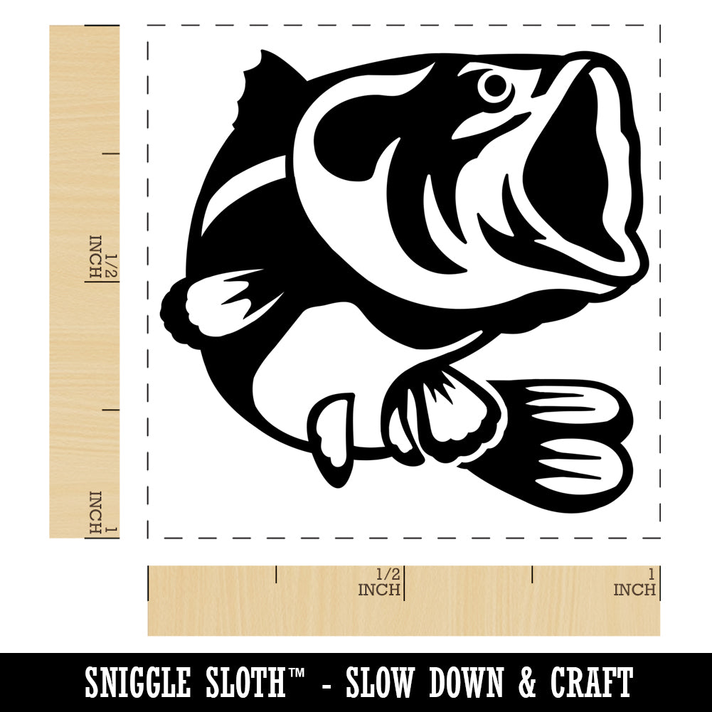 Jumping Largemouth Bass Fish Self-Inking Rubber Stamp Ink Stamper ...