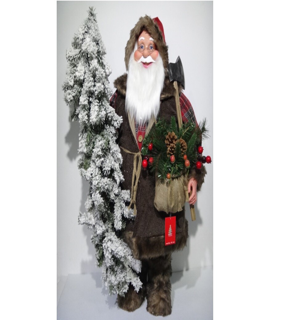 Northlight 5' Standing Woodland Santa Claus Christmas Figure with Axe ...