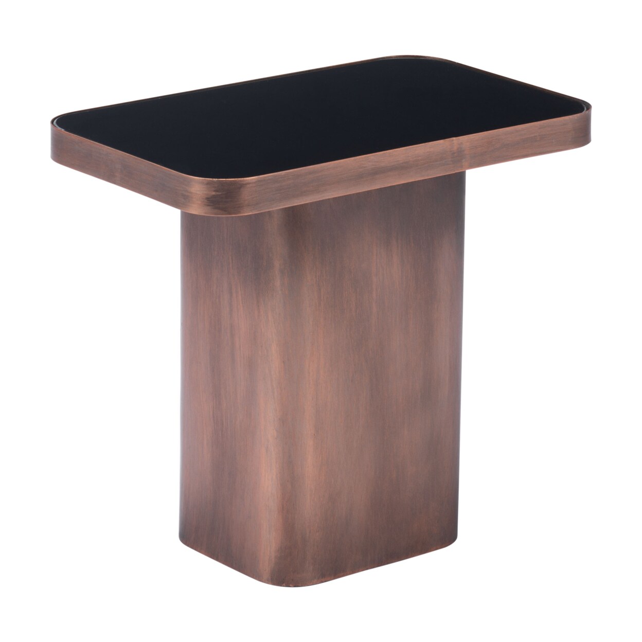 Marcos Side Table Black Steel Frame Antique Bronze Glass Top Modern ...