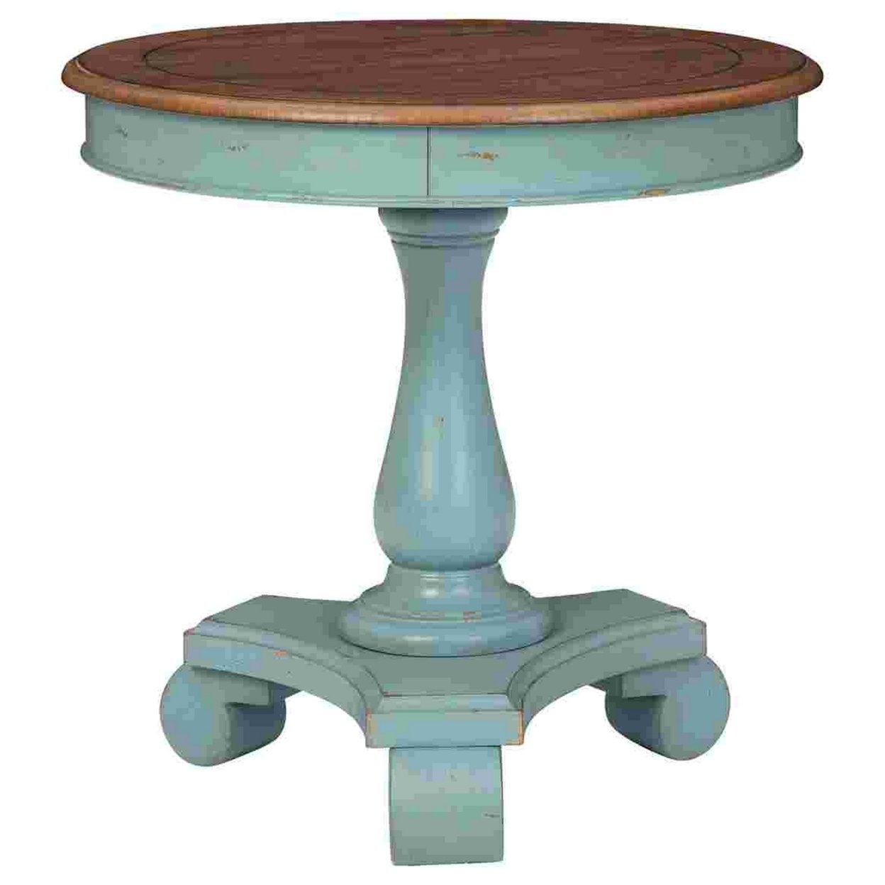 Saltoro Sherpi Wooden Accent Table with Round Tabletop, Teal Blue and ...