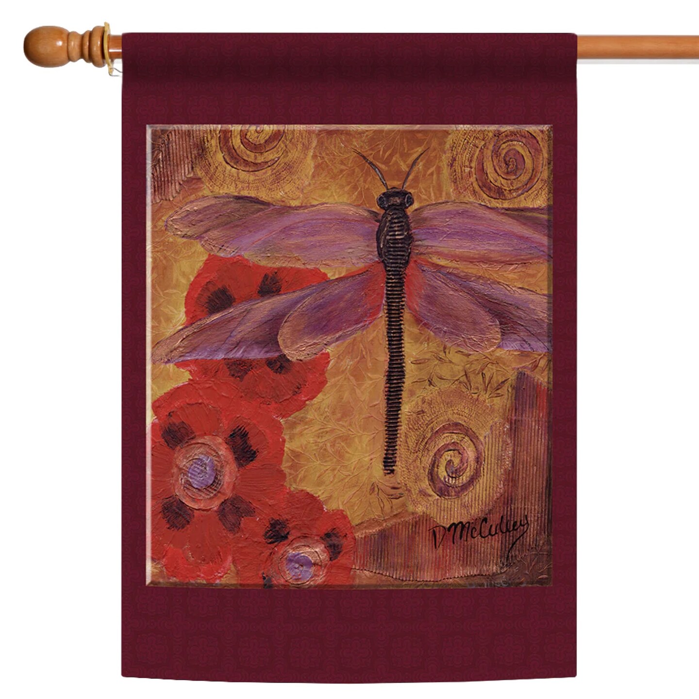 Toland Home Garden Dragonfly and Poppies Outdoor House Flag 40" x 28 ...