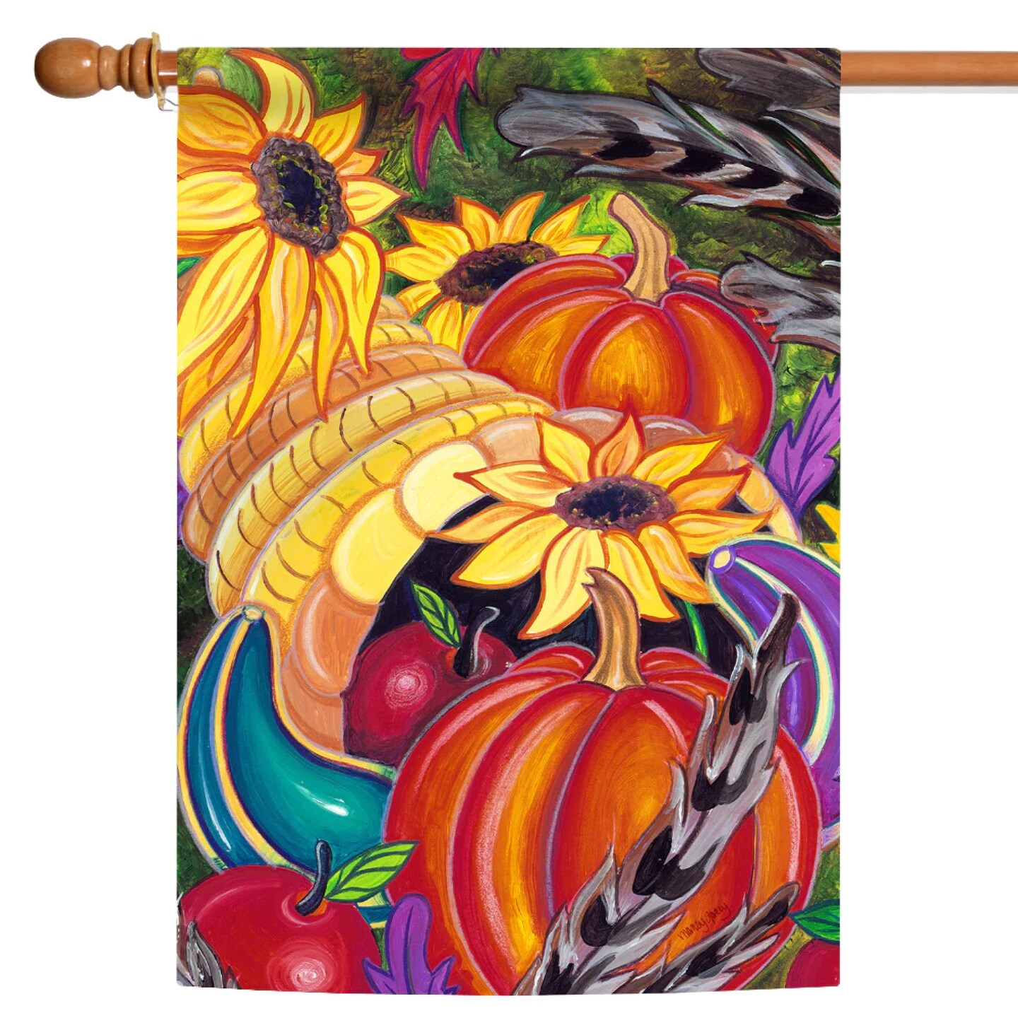 Toland Home Garden Pumpkin and Apple-Filled Cornucopia Fall Harvest ...