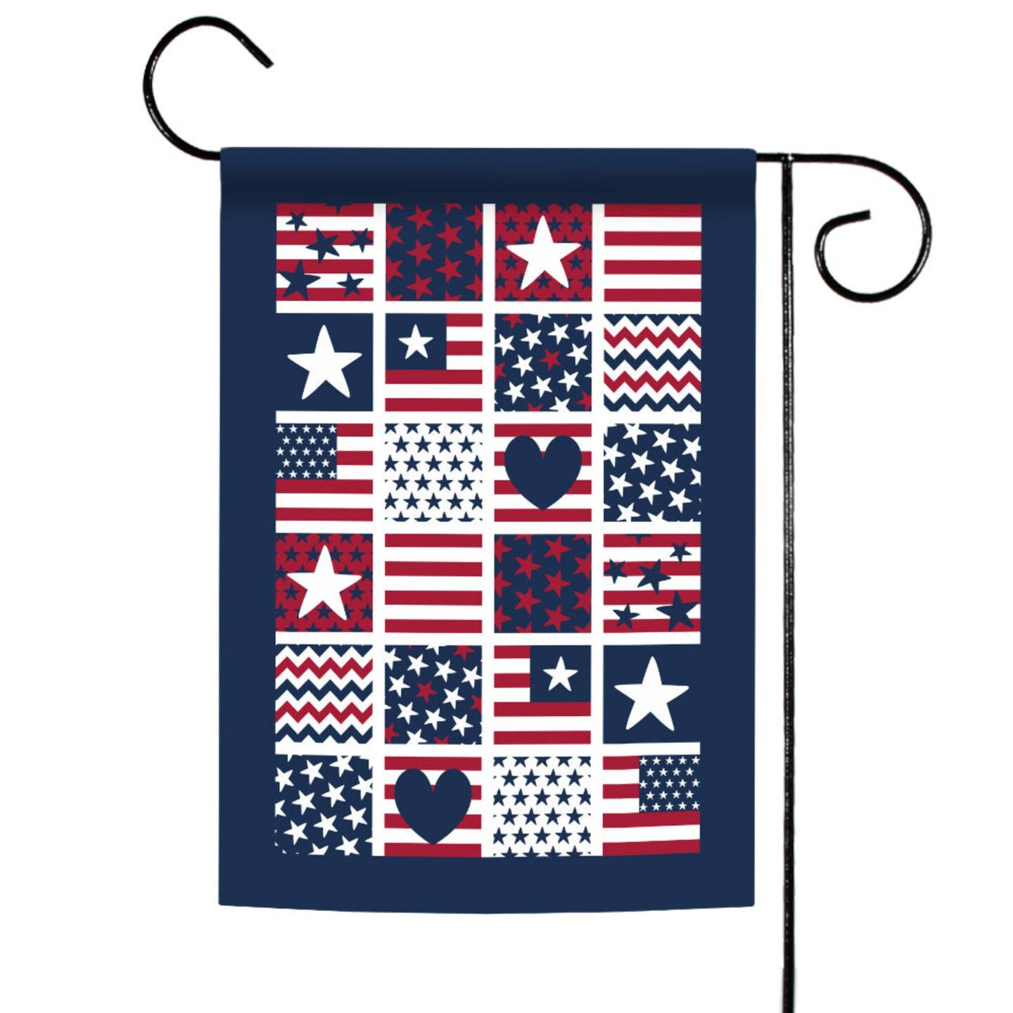 Toland Home Garden Blue and Red Patriotic Patches Outdoor Garden Flag ...