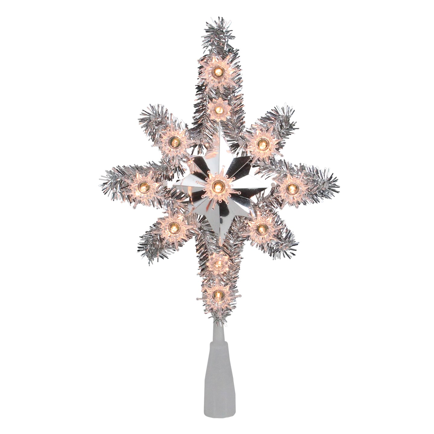 Northlight 11" Silver Lighted Tinsel Star of Bethlehem Christmas Tree ...