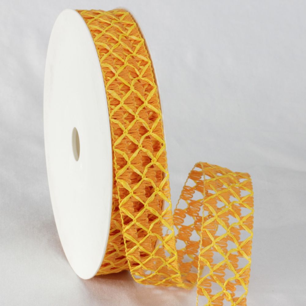 The Ribbon People Orange and Yellow Basket Weave Patterned Ribbon 1.2 ...