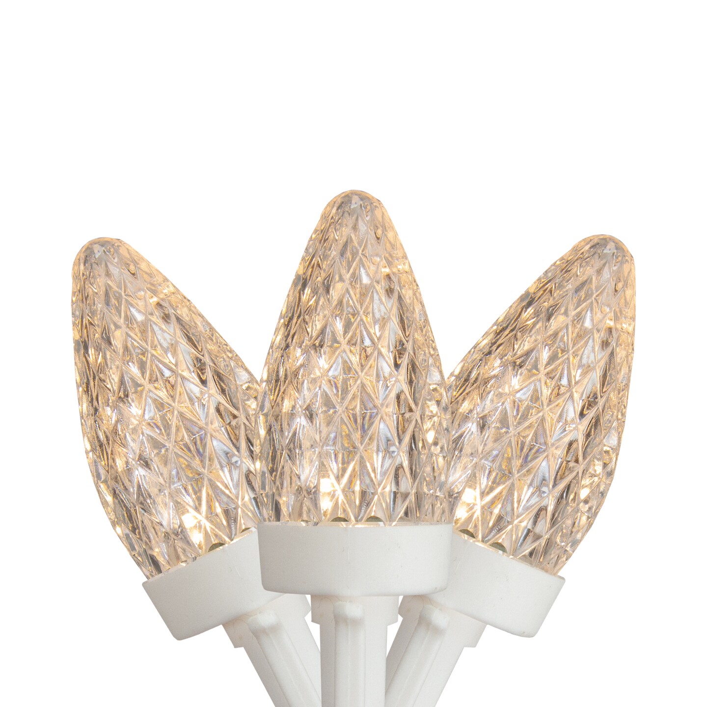 Northlight 50 Count Warm White LED C7 Faceted Christmas Lights, 20.25 ...