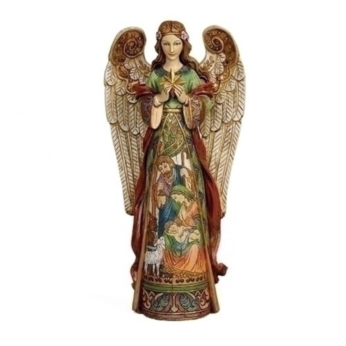 Roman 15.75" Angel with Star and Holy Family Scene Christmas Figures ...