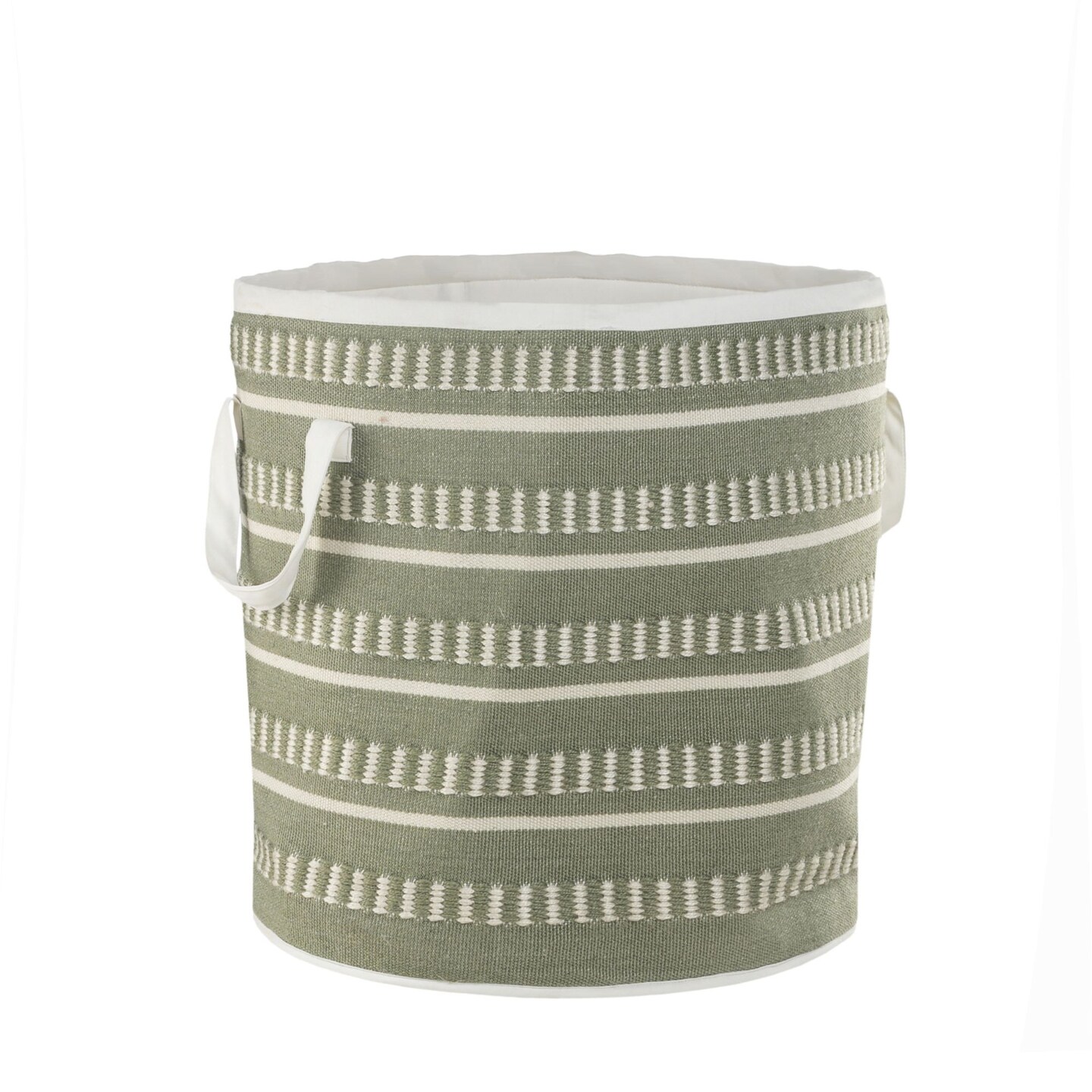 Laddha Home Designs 21" Sage Green and White Geometric Handmade Storage ...