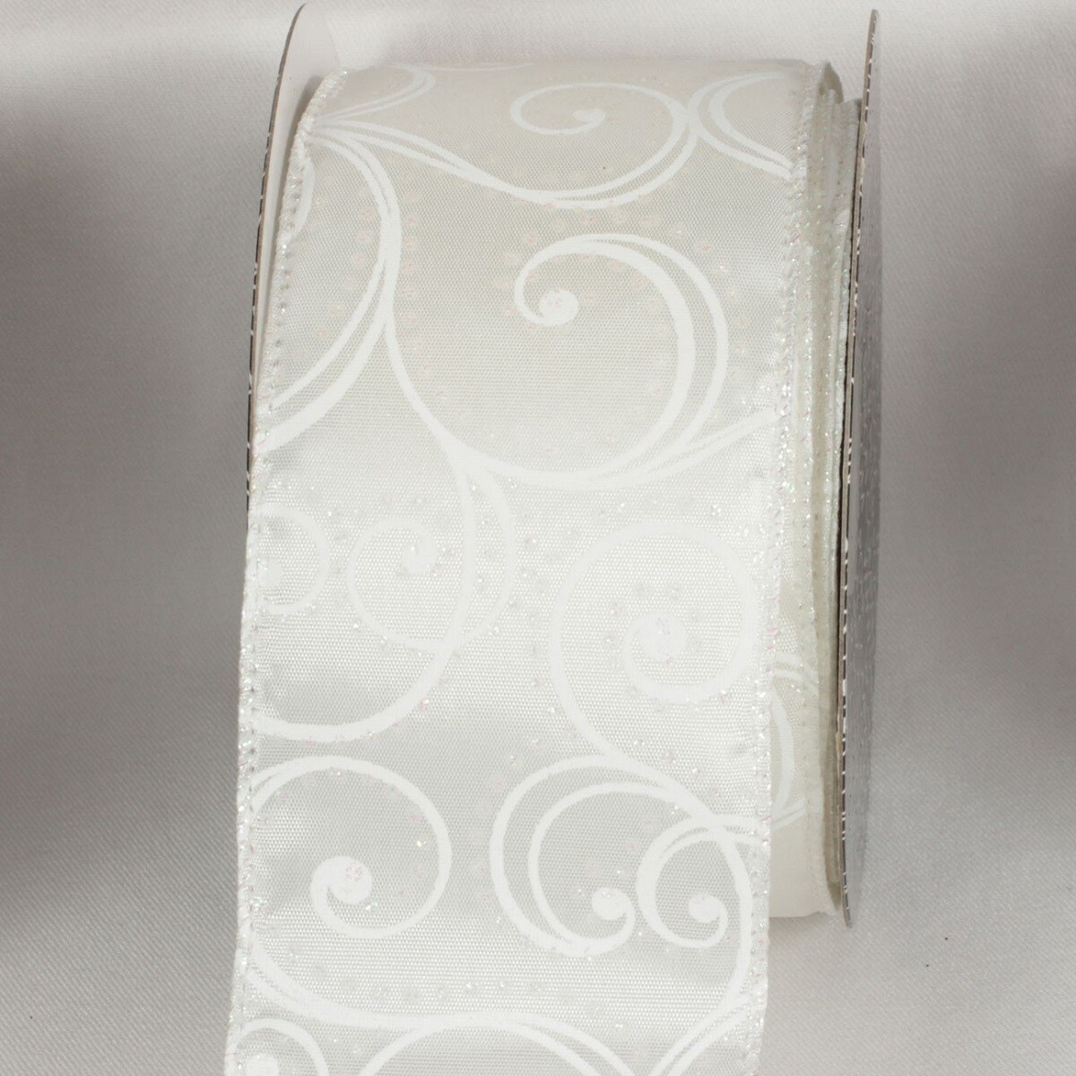 The Ribbon People White Contemporary Swirl Print Wired Craft Ribbon 2.5 ... The Ribbon People White Contemporary Swirl Print Wired Craft Ribbon 2.5 ...
