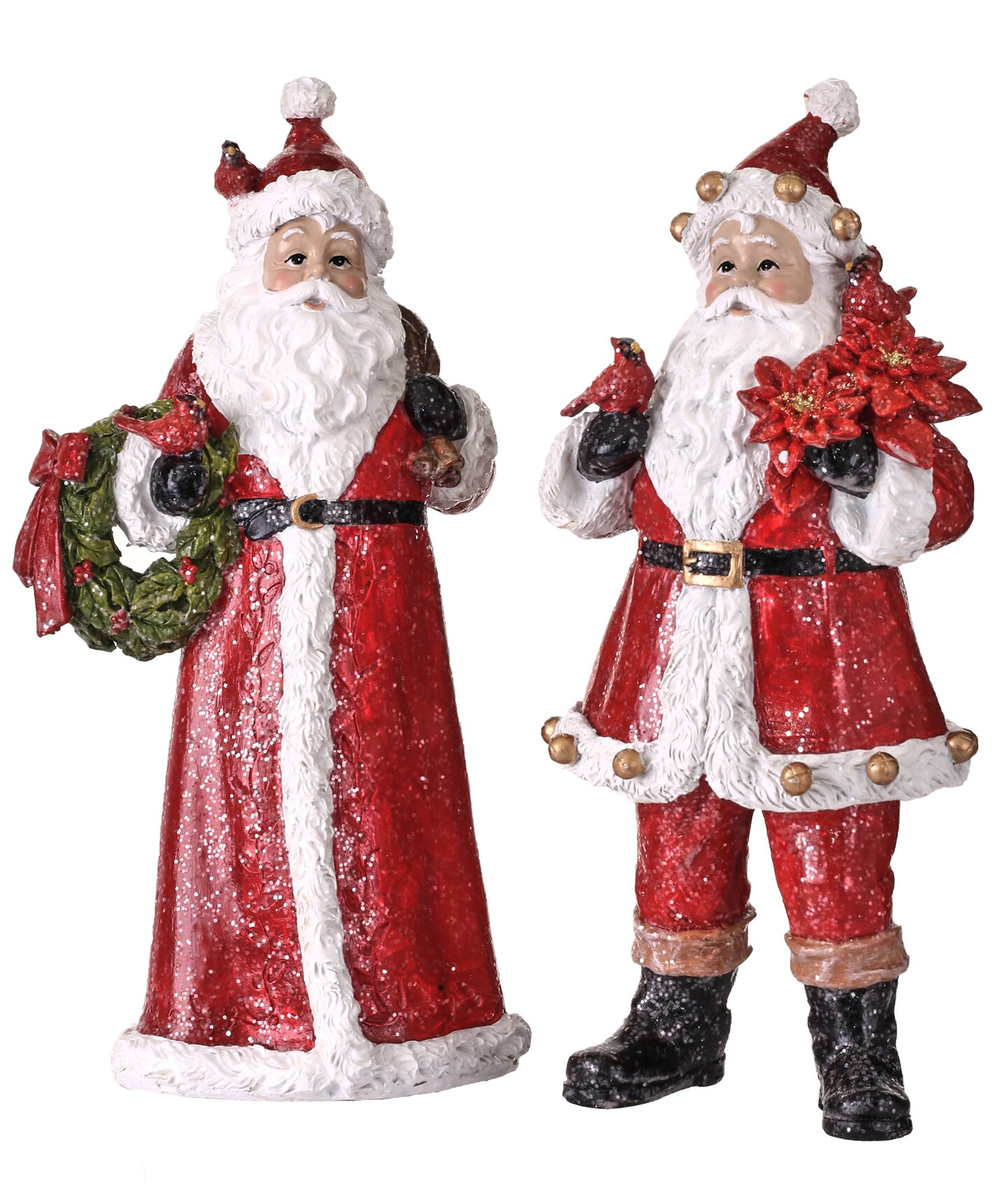Contemporary Home Living Set of 2 Santa Claus with Cardinals Christmas ...