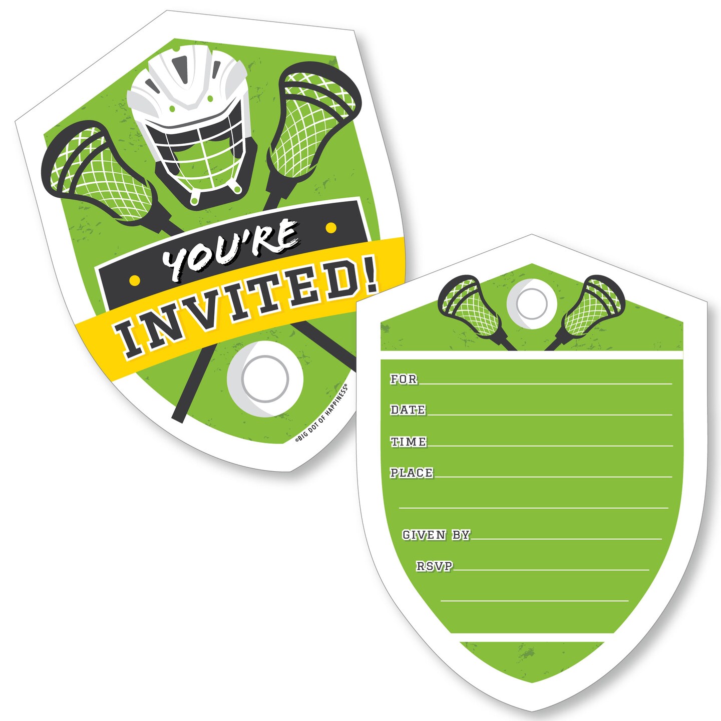 Big Dot of Happiness Lax to the Max Lacrosse Shaped Fill-In Invitations ...