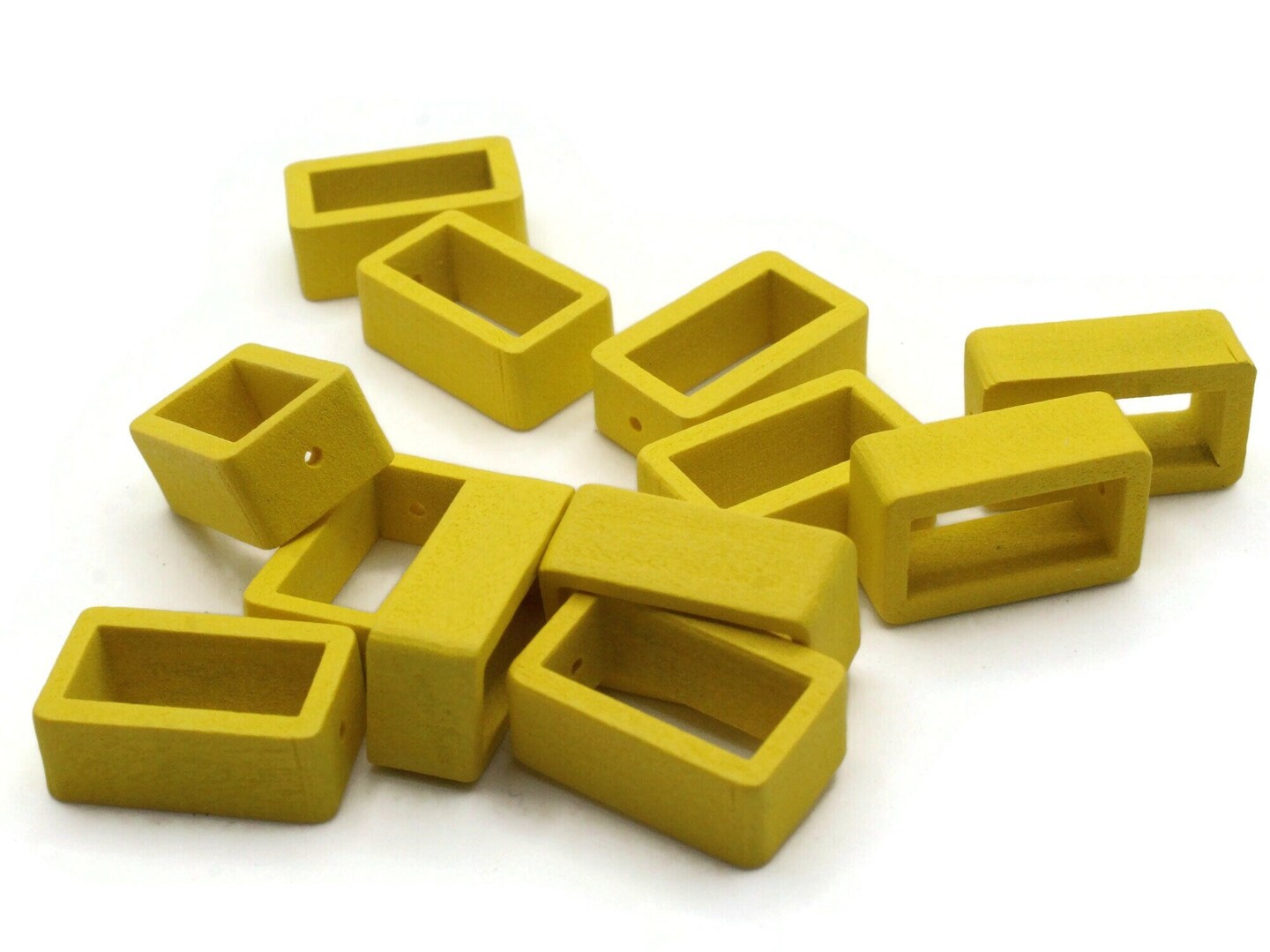 12 18mm Yellow Wood Rectangle Slider Half Drilled Bead Frames | Michaels