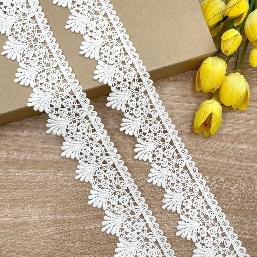 VL 6612 White Venice Lace Trim small rose, 2” (50 mm) x 3 yards DIY ...