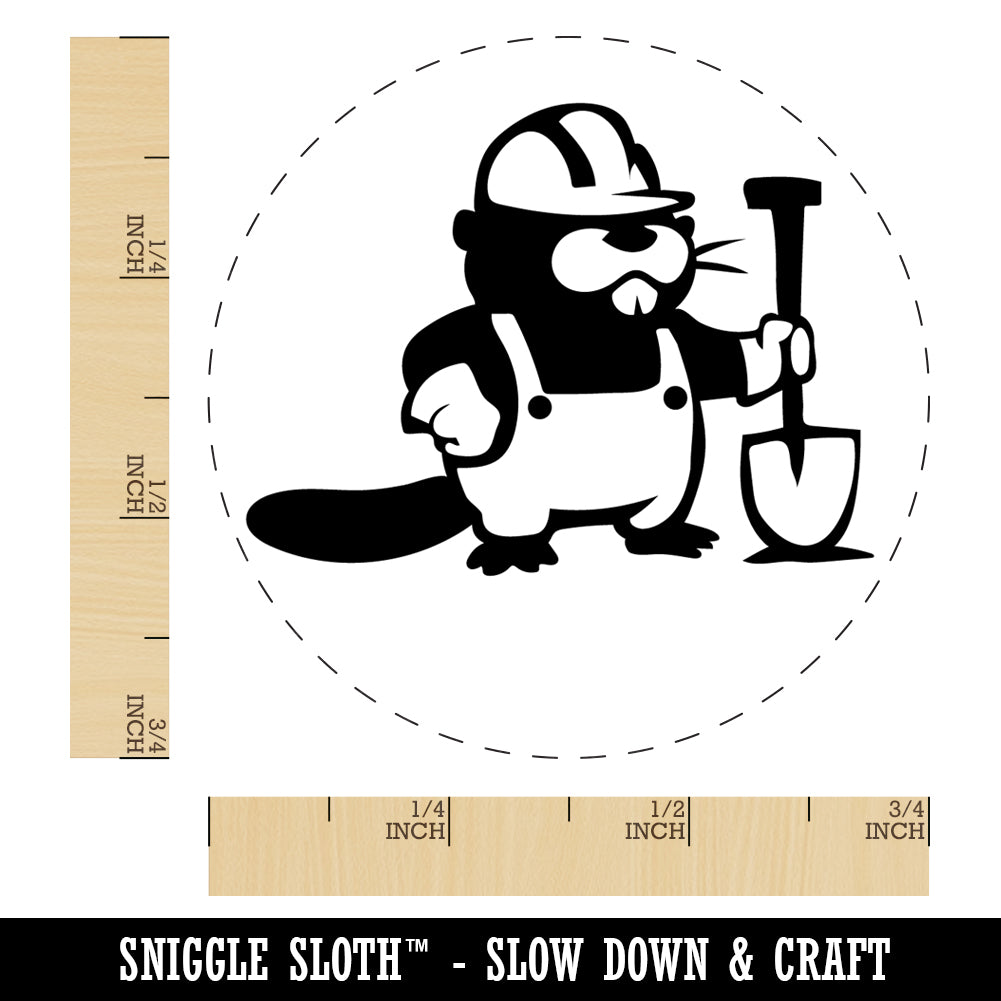 Construction Worker Builder Beaver with Shovel and Hard Hat Rubber ...