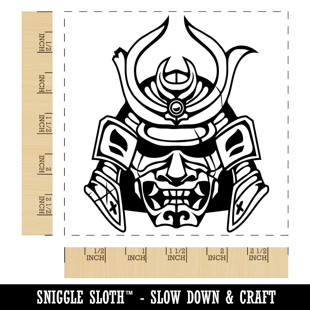 Samurai Warrior Oni Helmet Square Rubber Stamp for Stamping Crafting ...