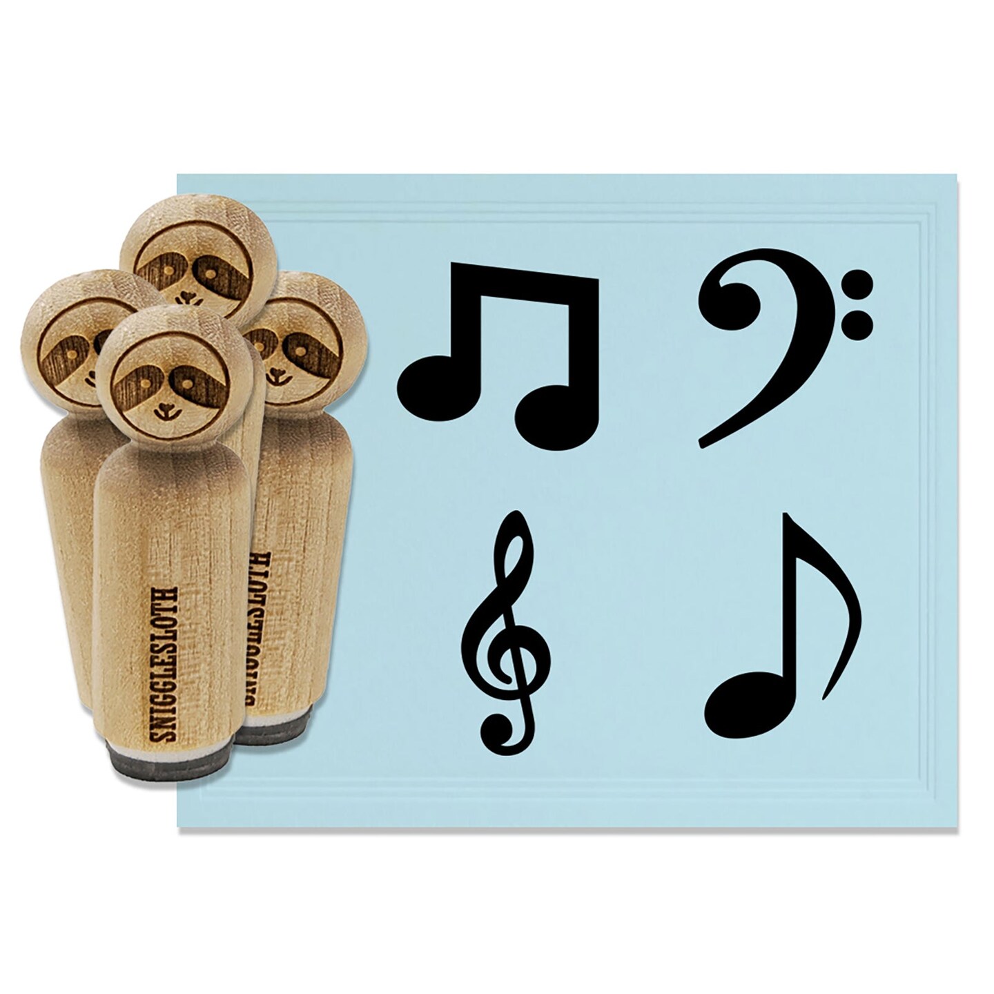 Music Musical Notes Treble Bass Clef Eighth Symbols Rubber Stamp Set ...