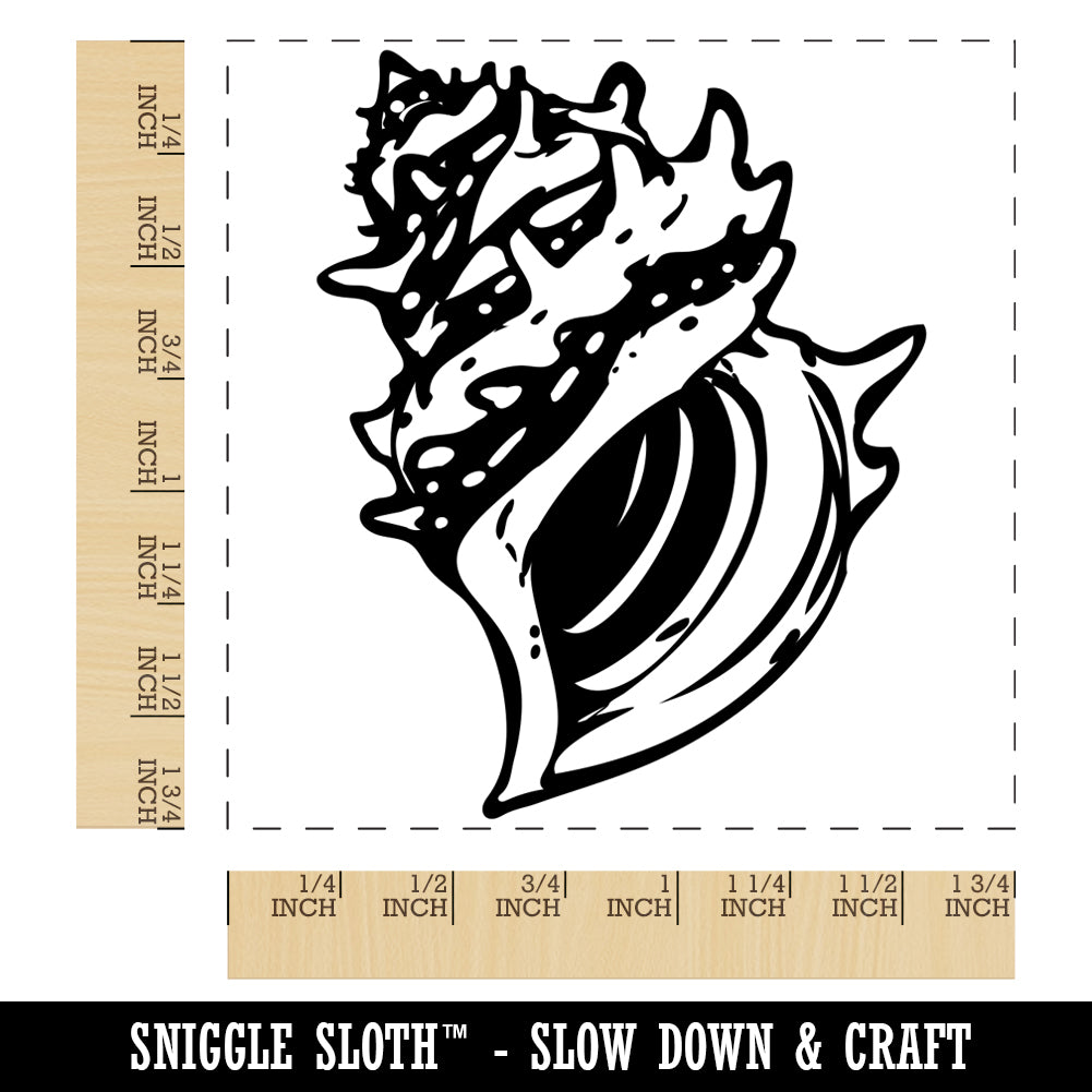 Conch Sea Shell Ocean Beach Tropical Square Rubber Stamp for Stamping ...