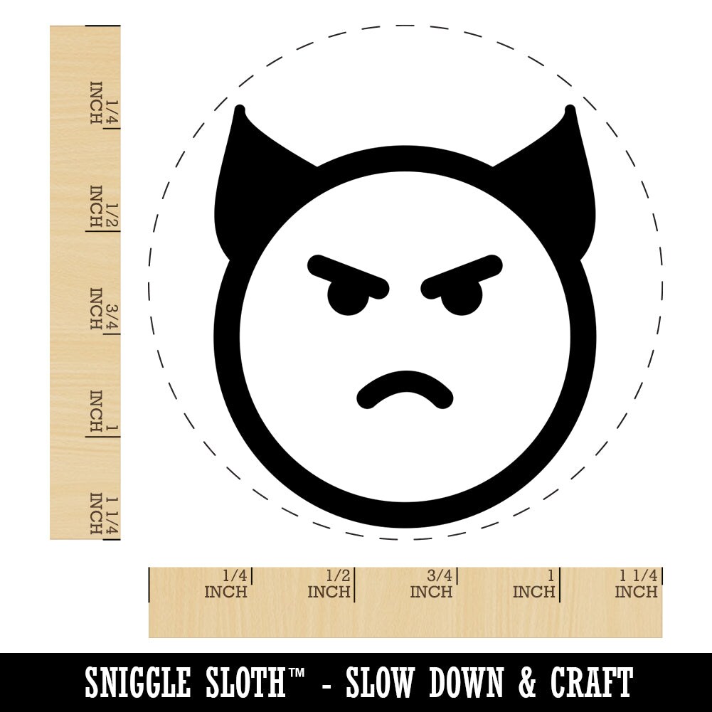 Angry Devil Face Emoticon Rubber Stamp for Stamping Crafting Planners ...