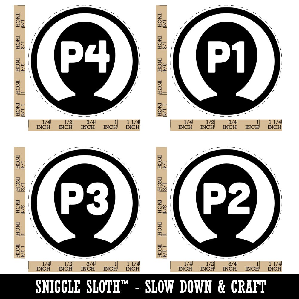 Gaming Player Indicators 1 2 3 4 One Two Three Four Rubber Stamp Set ...