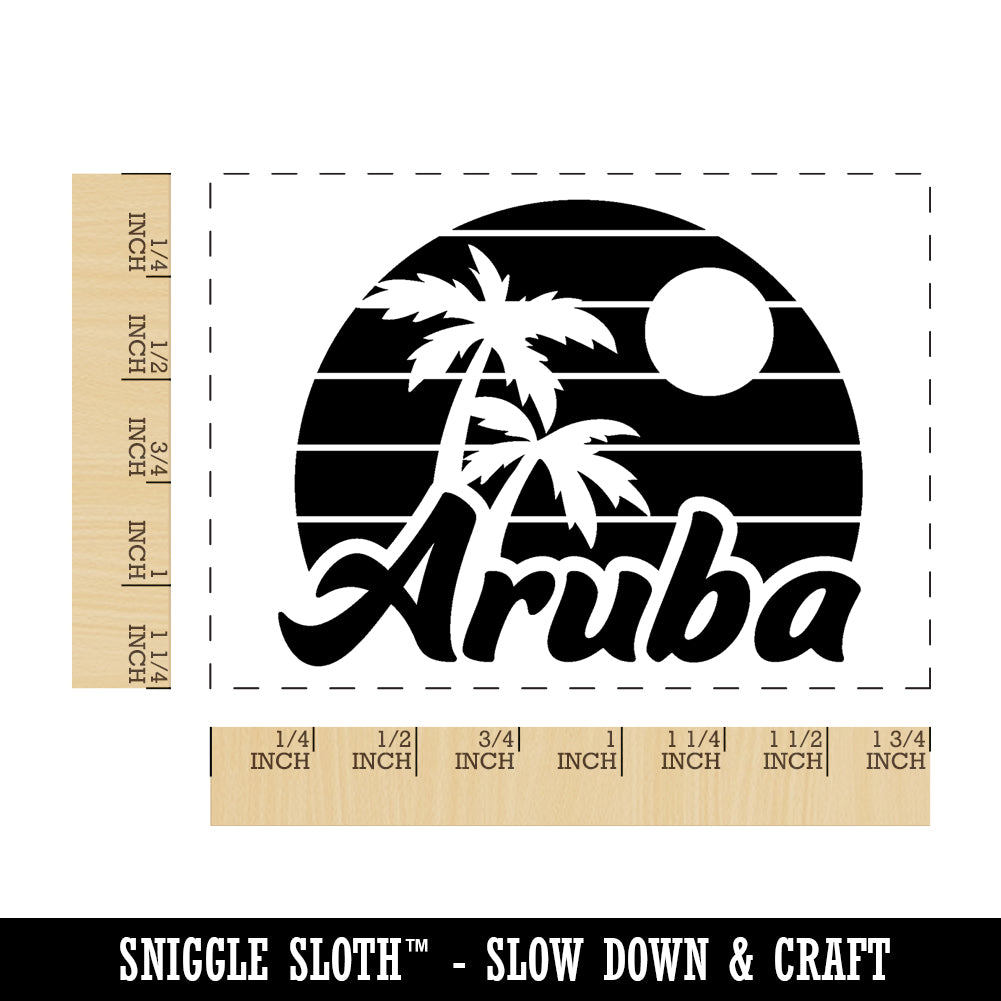 Aruba Destination Tropical Sunset with Palm Trees Rectangle Rubber ...