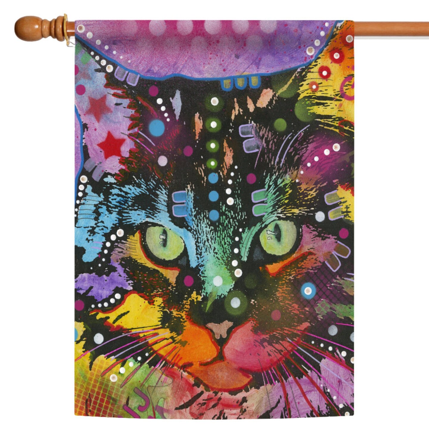 Toland Home Garden Black and Green Neon Cat Outdoor House Flag 40" x 28 ...