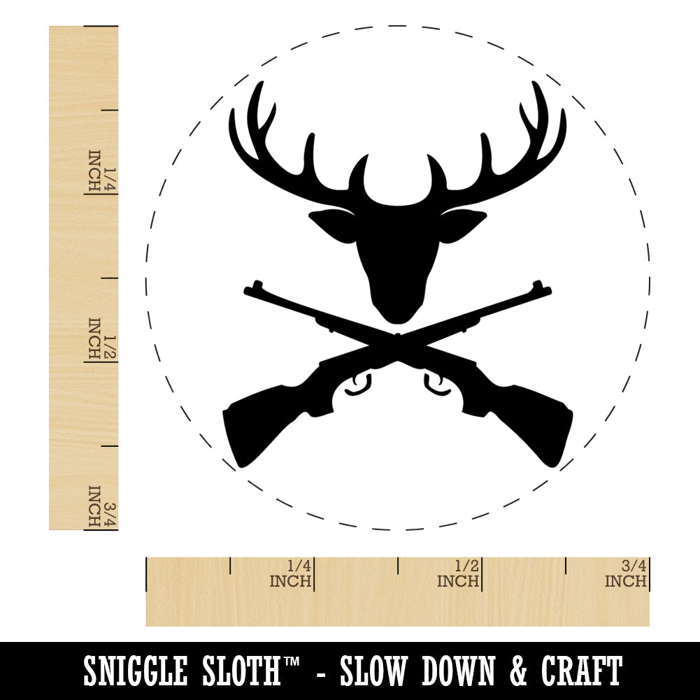 Crossed Hunting Rifles with Deer Head Antlers Rubber Stamp for Stamping ...