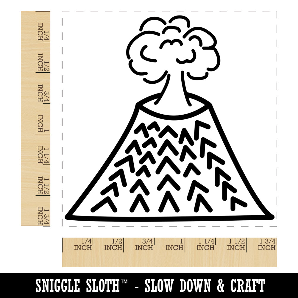 Volcano Erupting Doodle Square Rubber Stamp for Stamping Crafting ...
