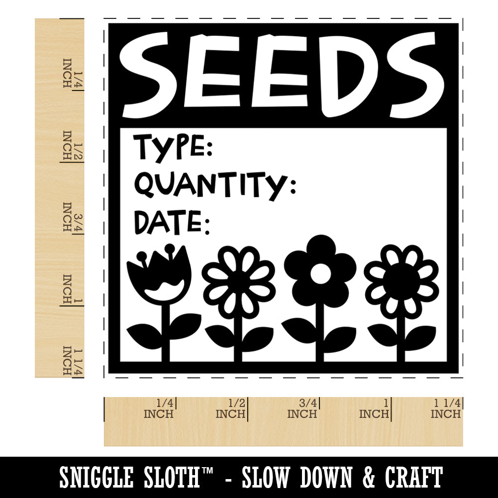 Flower Seeds Label with Type Quantity Date Square Rubber Stamp for ...