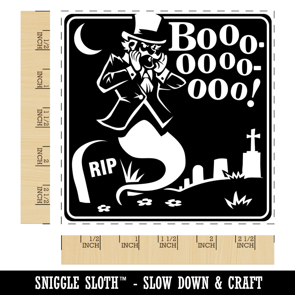 Ghost Boo Jeering Halloween Square Rubber Stamp for Stamping Crafting ...