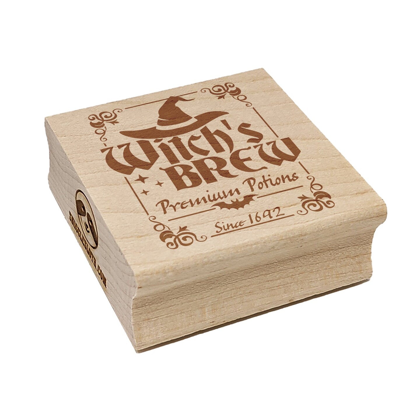 Witch's Brew Potions Label With Bat Halloween Square Rubber Stamp for ...