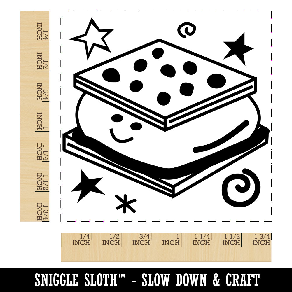 Happy Smores Campfire Camping Square Rubber Stamp for Stamping Crafting ...