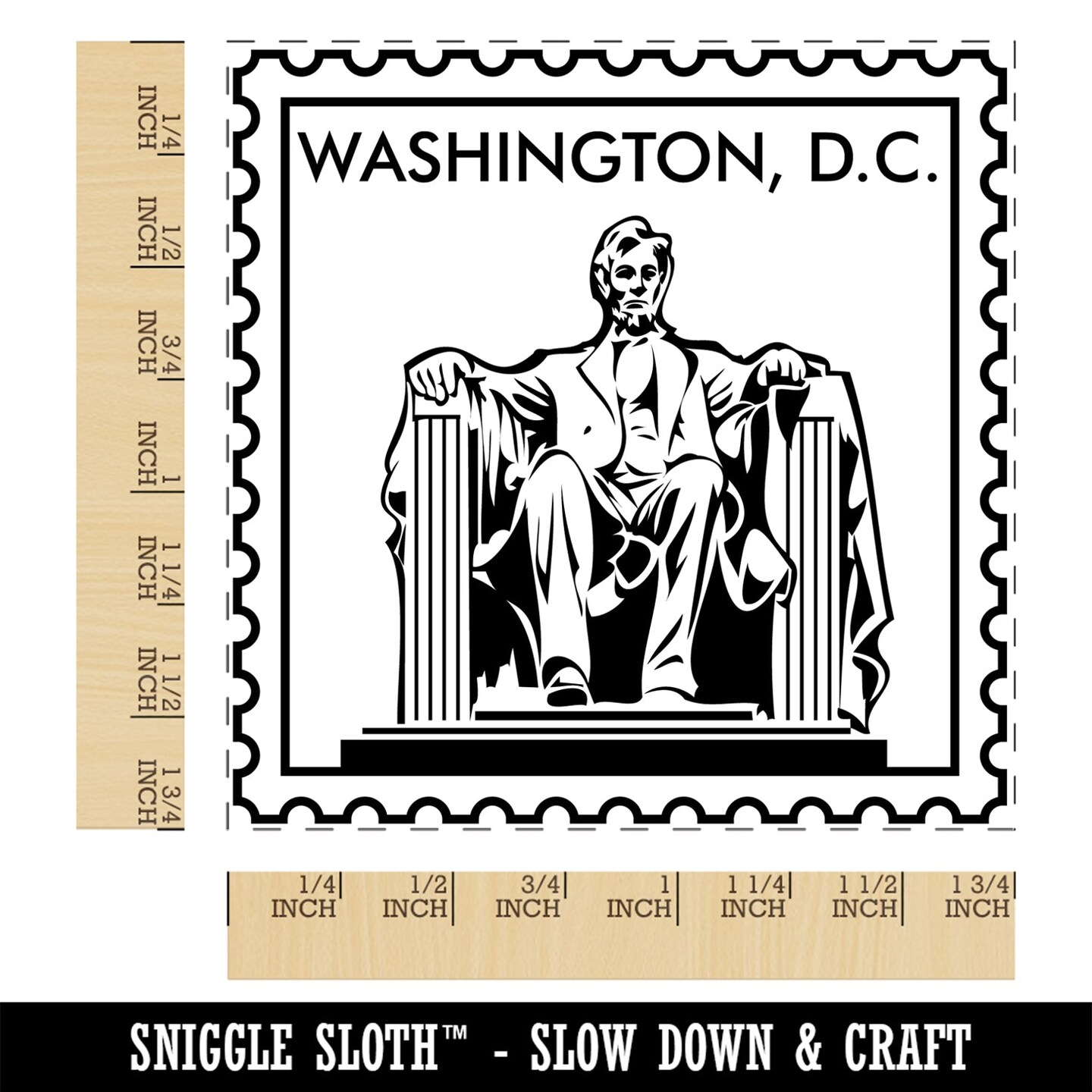 Washington DC Lincoln Memorial Travel Square Rubber Stamp for Stamping ...
