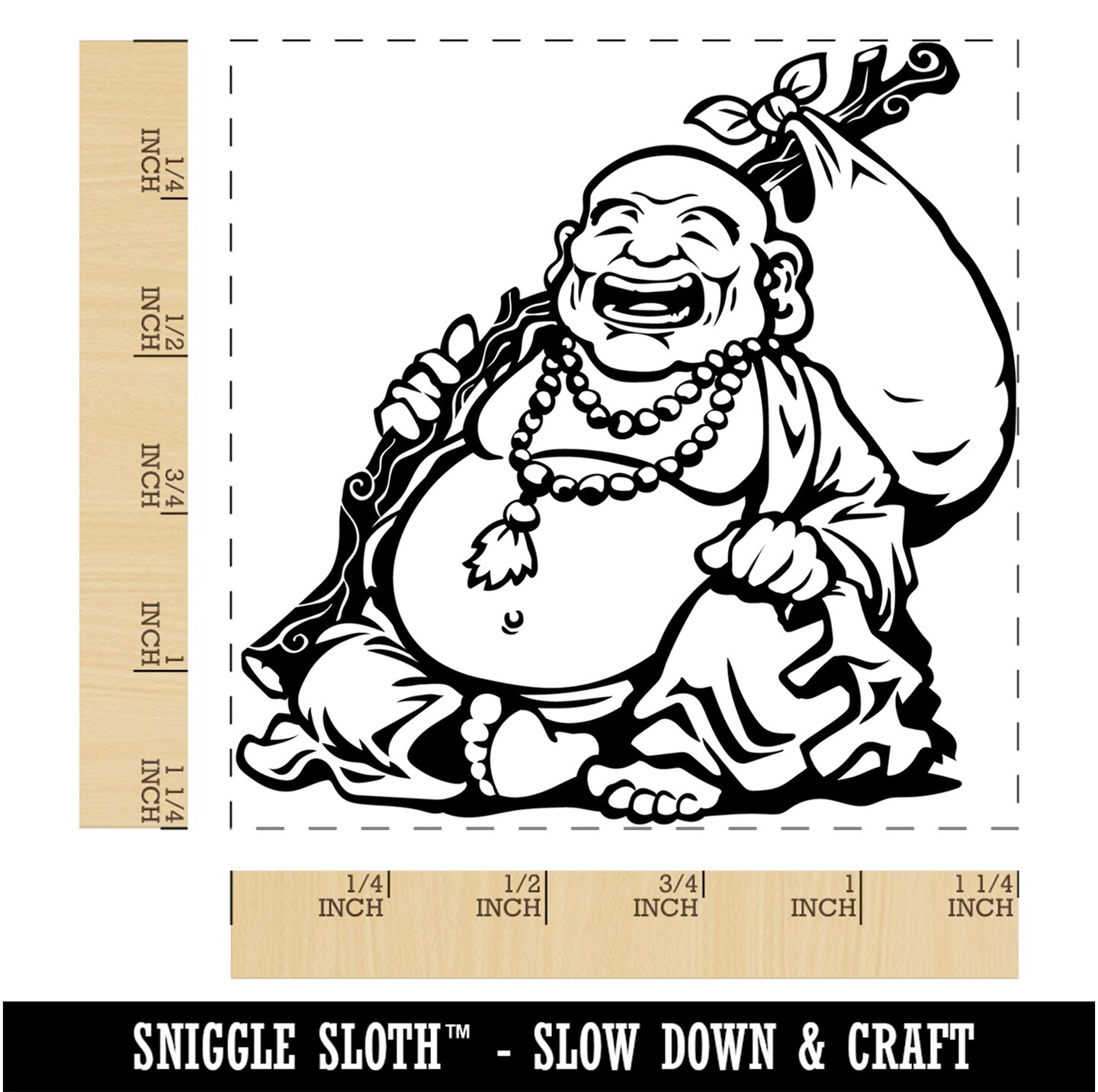 Budai Laughing Buddha Fat Monk Chan Square Rubber Stamp for Stamping ...