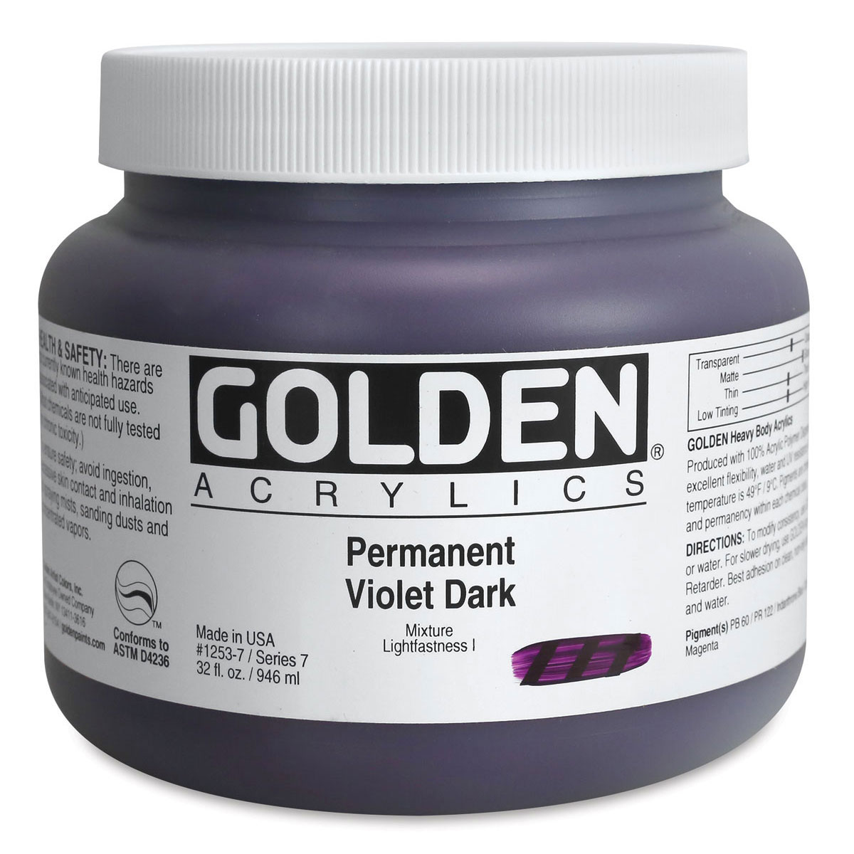 Golden Heavy Body Artist Acrylics - Permanent Violet Dark, 32 oz Jar | Michaels