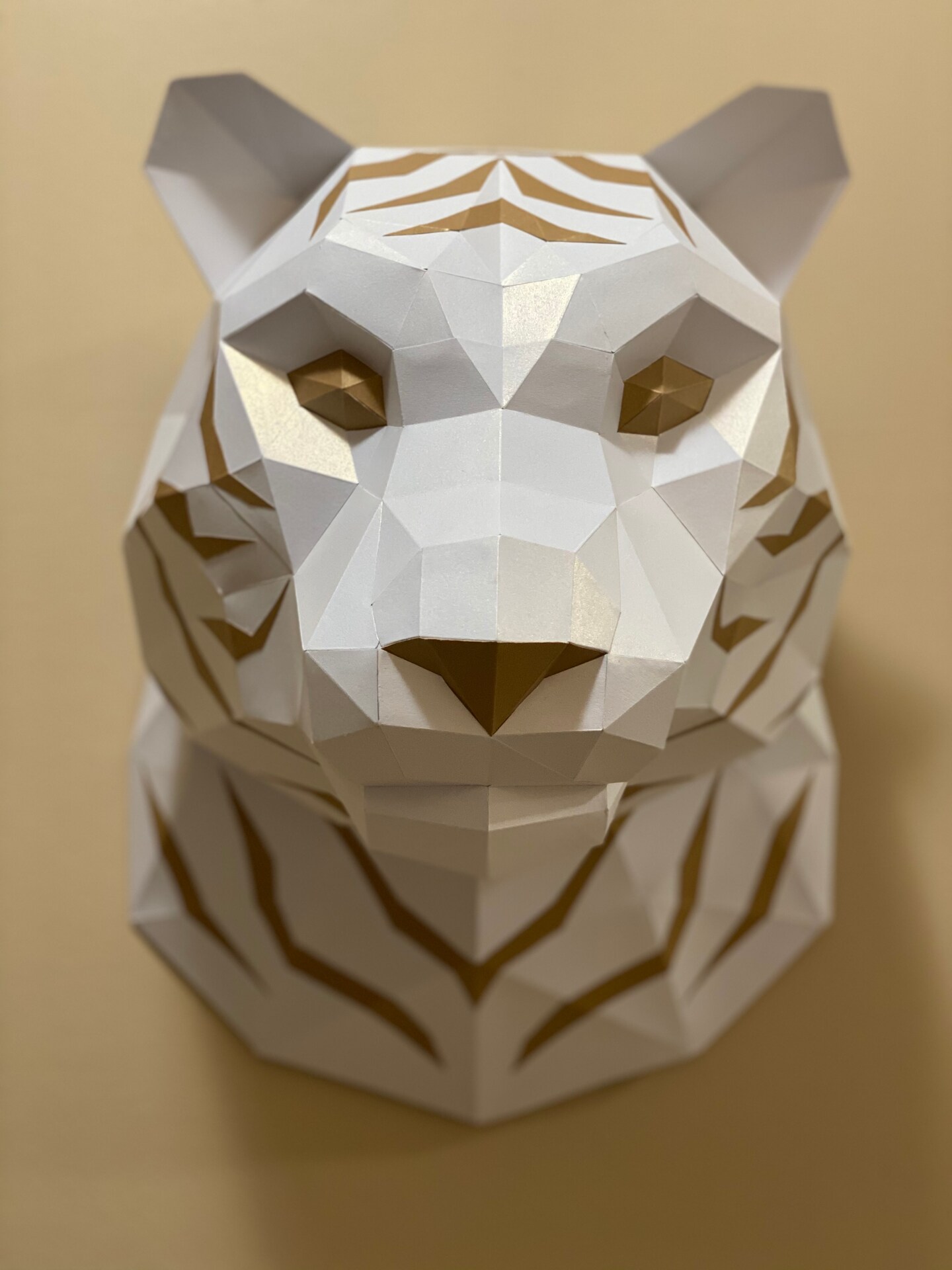 White Gold TIGER - 3D Poly Papercraft - Tiger Head Wall Mount ...