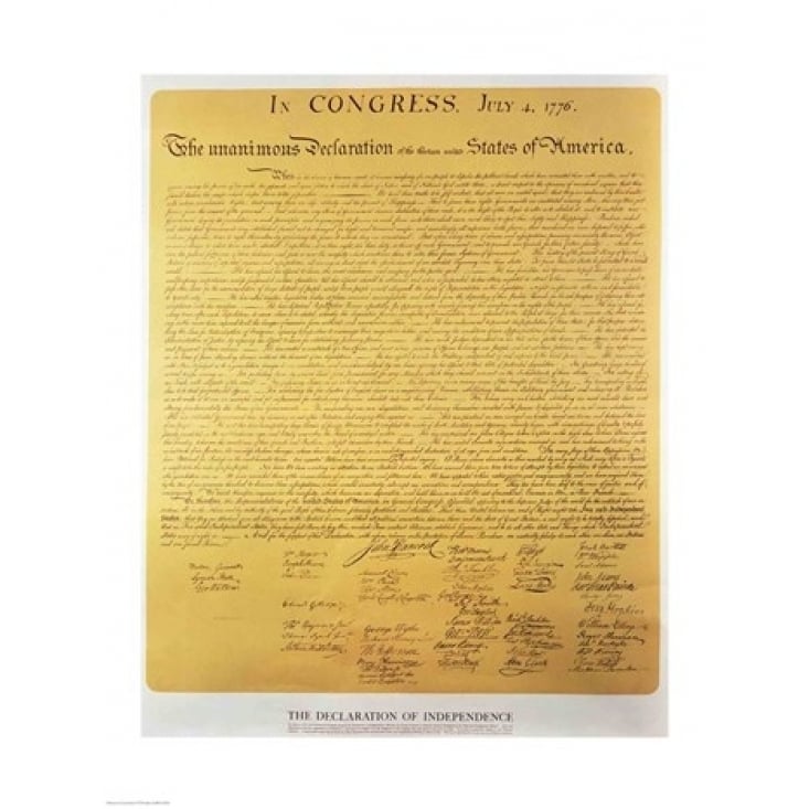 Posterazzi Declaration of Independence of the 13 United States of ...