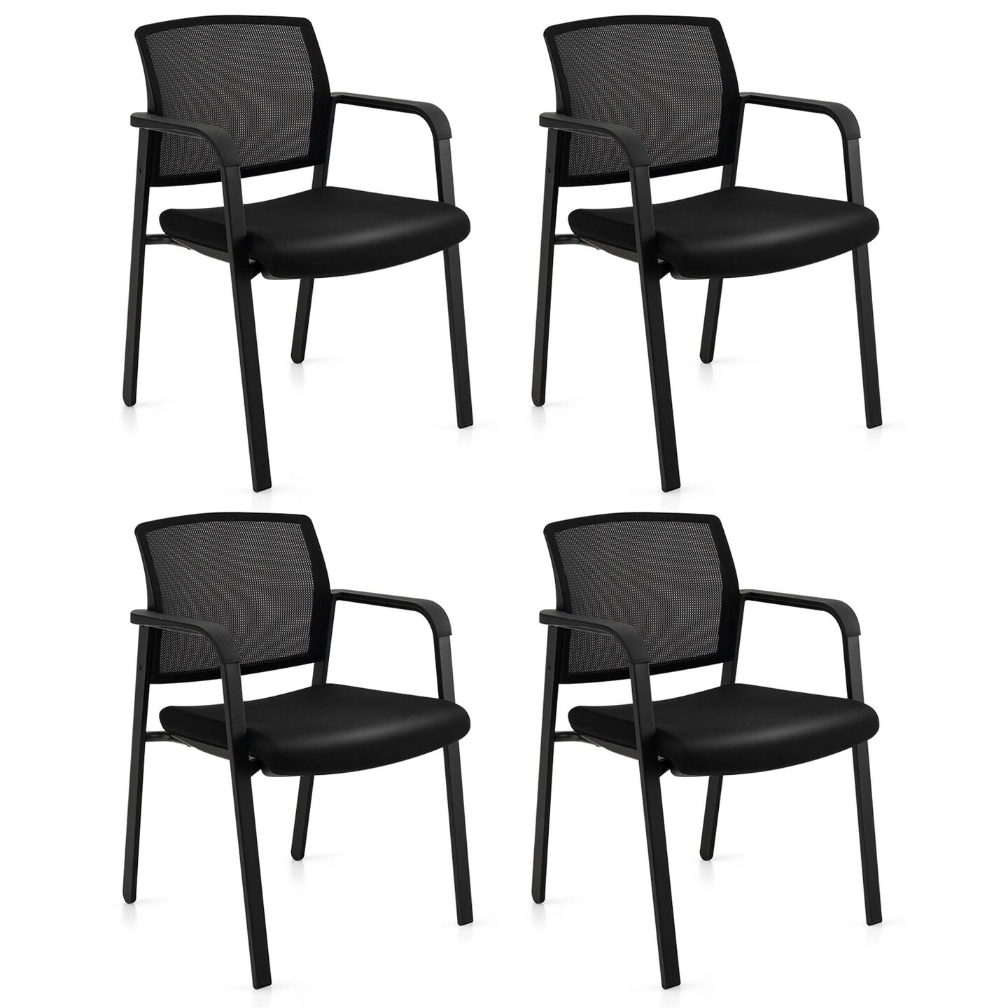 Costway Conference Chairs Set of 2/4 Stackable Office Guest Mesh Chairs ...