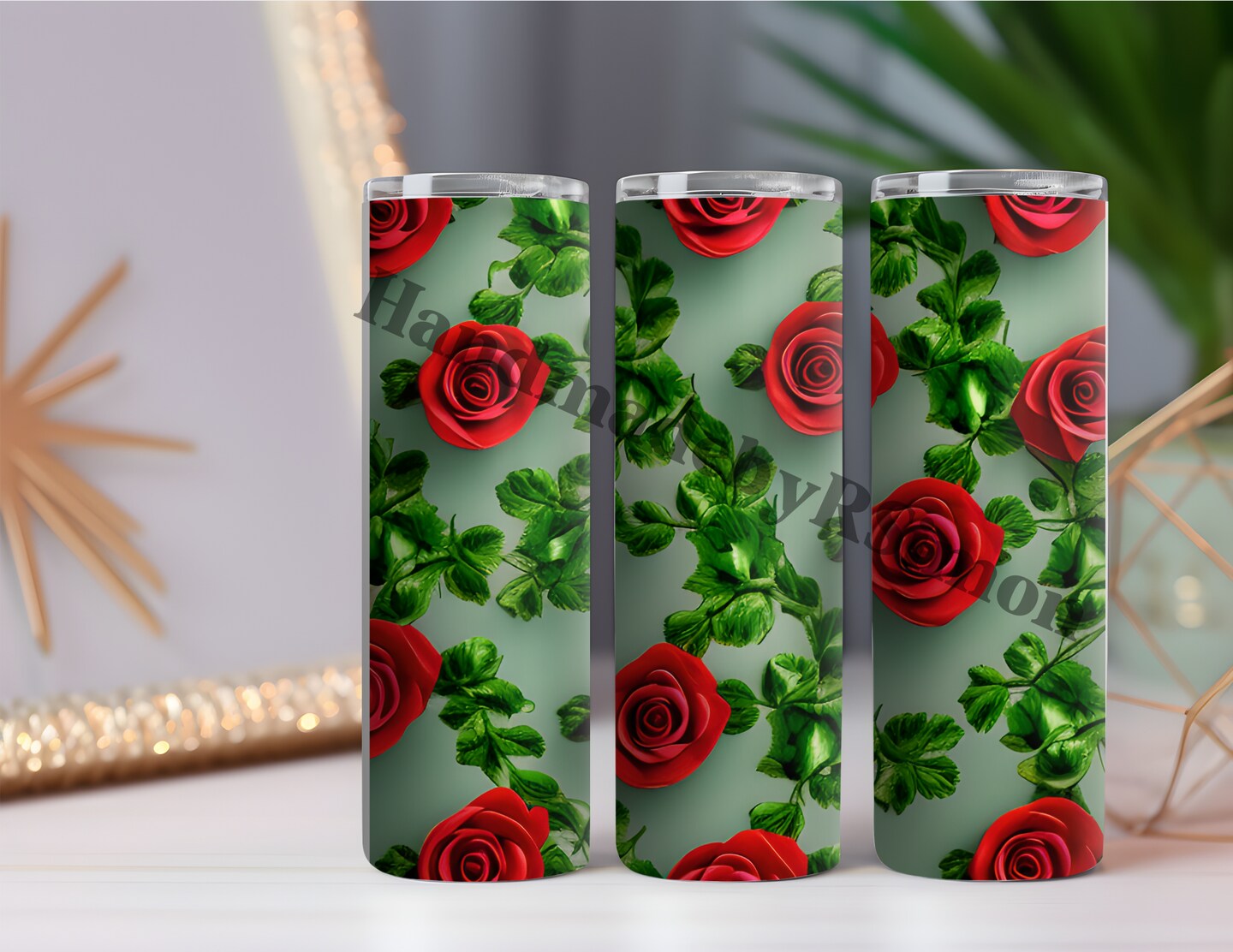 Spring Red Roses Skinny Tumbler 20oz | MakerPlace by Michaels